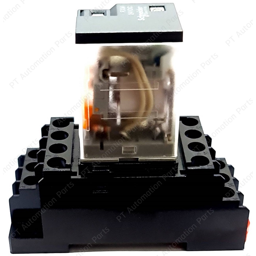 รีเลย์พร้อมซ็อกเก็ต ชไนเดอร์ Schneider Electric RXM4LB2BD RXZE1M4C 24VDC 3A 4คอนแทค 14ขา มีไฟ ...