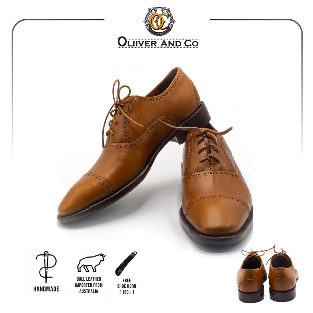 Oliver & Co. OC 024 - Oxford Cap Toe (Tan)-รองเท้าหนังคลาสสิก | Shopee ...