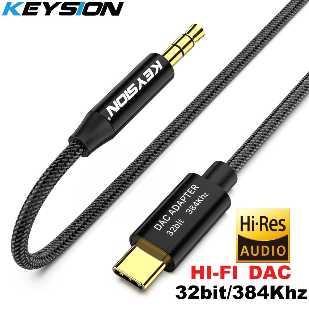 Keysion อะแดปเตอร์แปลงเสียงลําโพงดิจิทัล HIFI DAC USB Type C เป็น AUX ตัวผู้ 32bit 384kHz AUX ...