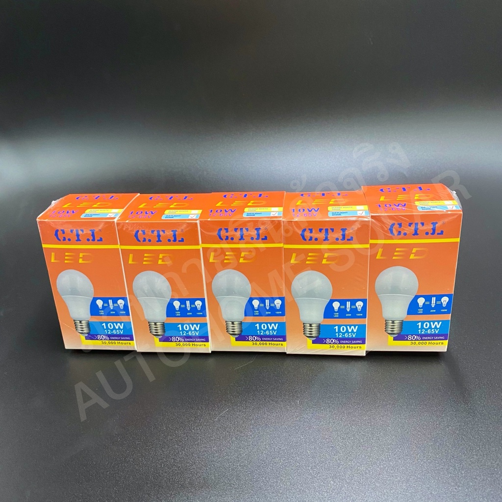 🔥 ขายส่ง หลอดไฟ โซล่าเซลล์ DC 12-65V LED 8/10/24W แสงขาว / เหลือง เเพ็ค 5 หลอด | Shopee Thailand