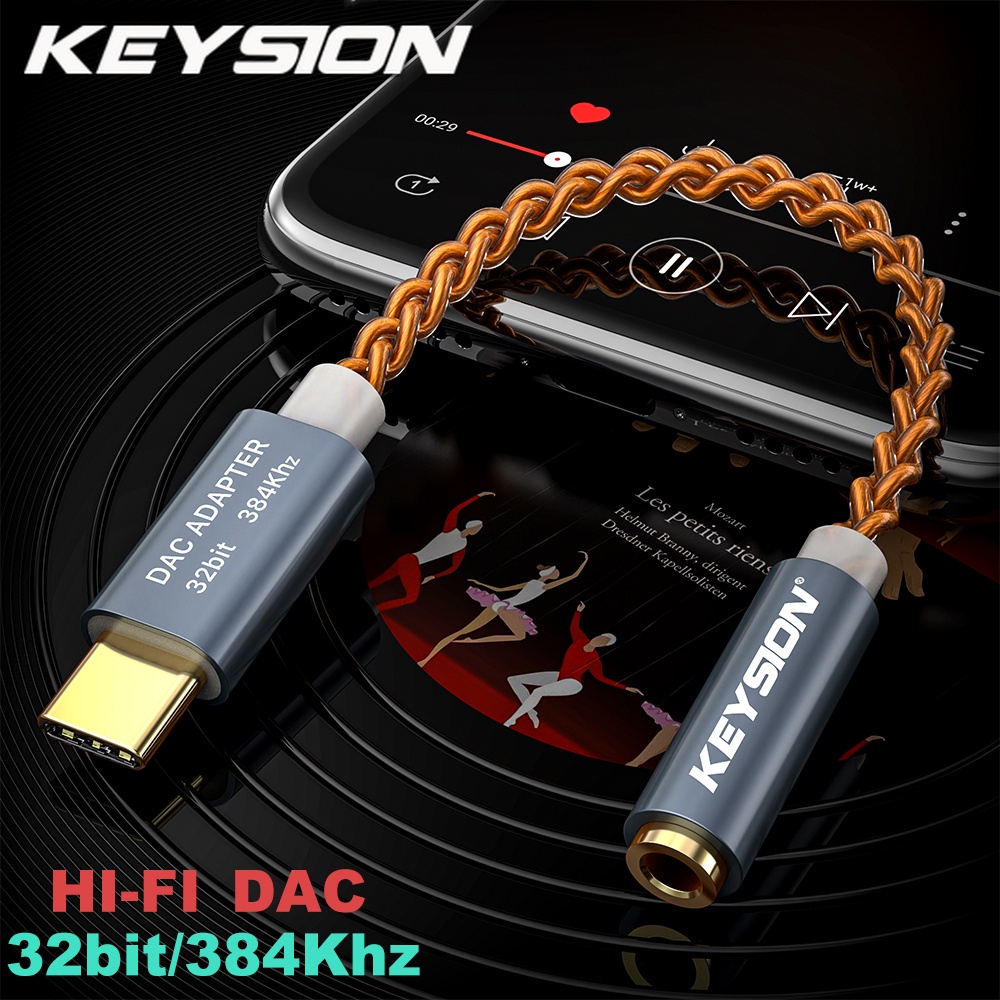 Keysion อะแดปเตอร์ขยายเสียงหูฟัง HIFI DAC USB Type C เป็นแจ็คหูฟัง 3.5 มม. สําหรับ Samsung S22 ...