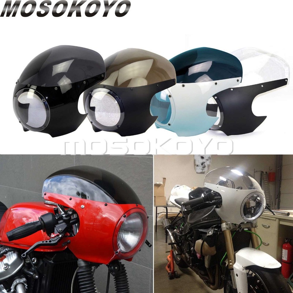 Motorcycle Cafe Racer Headlight Fairing 5-3/4" Front Light Mask Cover ...