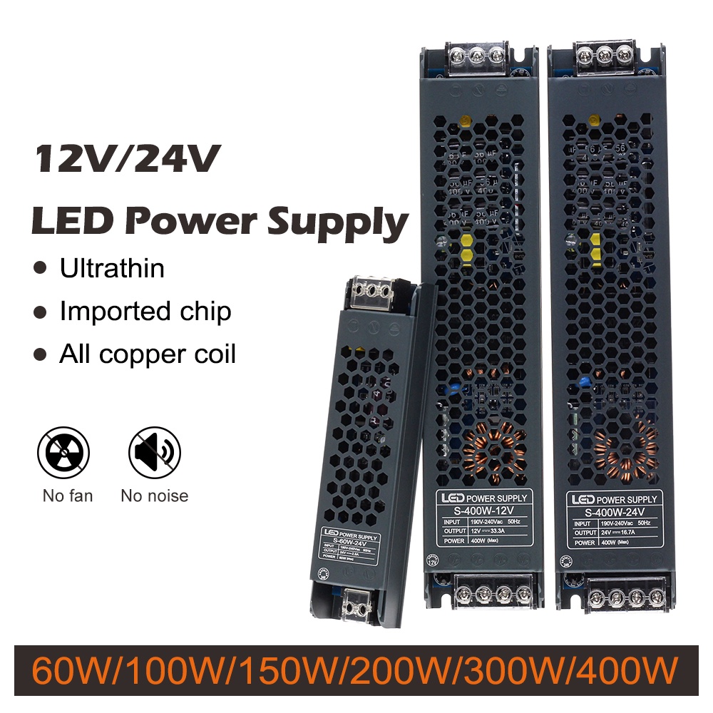 หม้อแปลงพาวเวอร์ซัพพลาย 12V 24V LED 60W 100W 150W 200W 300W 400W สําหรับโคมไฟ | Shopee Thailand