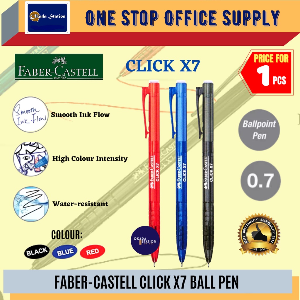 Faber Castell Click X7 / Ball Point Pen / 1422 Ball Pen / Click X Ball ...