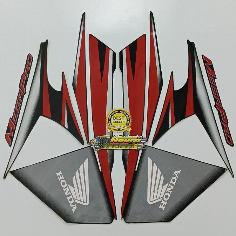 Merah HITAM 2012 2013 Honda Mega pro Striping สีดําตัดแดง สติ๊กเกอร์ ...