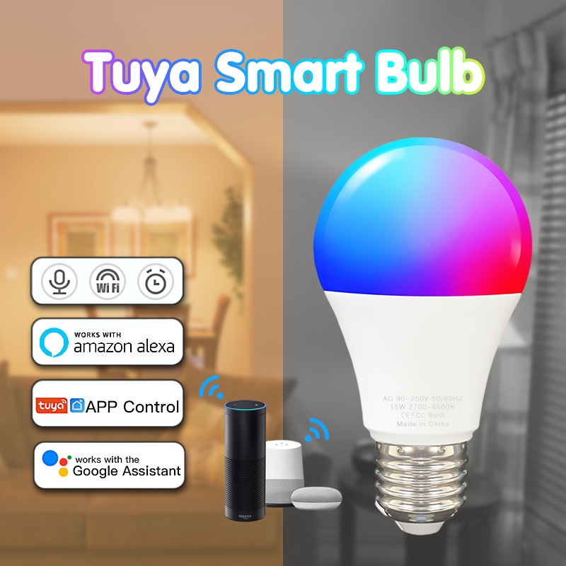 Tenky หลอดไฟ LED 15E 9W TUYA Smart WiFi E27 RGBCW Alexa หรี่แสงได้ 100 ...