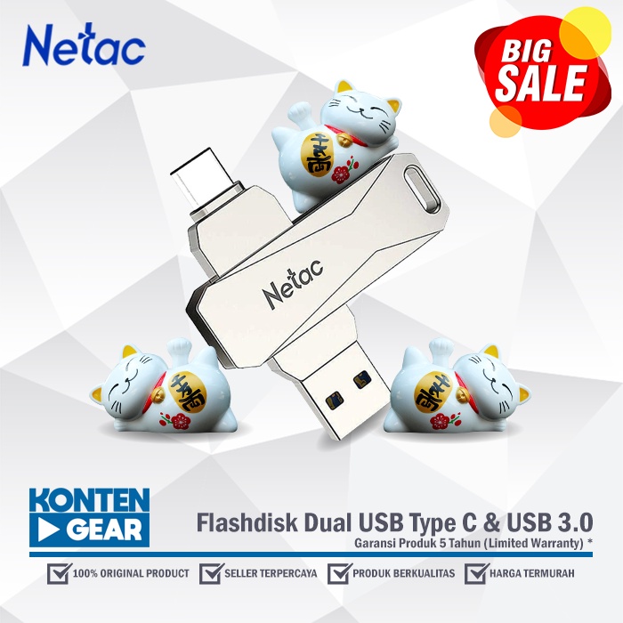 Netac Dual Head USB Type C และ USB 3.0 128GB แฟลชดิสก์ | Shopee Thailand