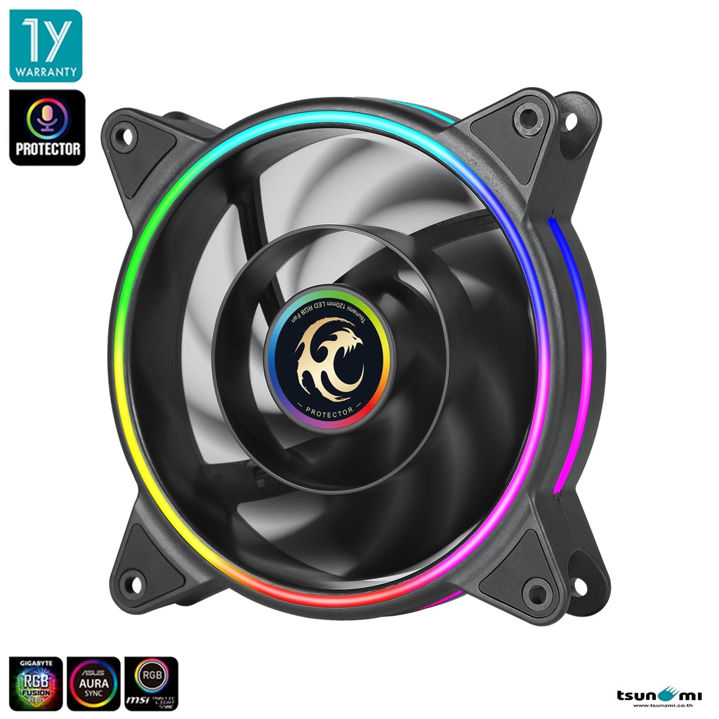 (ไม่มีแสงไฟ) พัดลมระบายความร้อน Tsunami Protector 1250 Cooling Fan ARGB ...