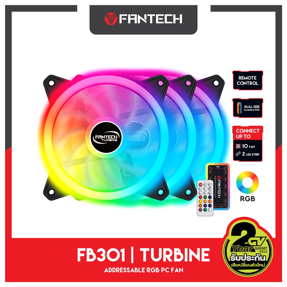 FANTECH LED FAN CASE TURBINE รุ่น FB301 พัดลมระบายความร้อน พร้อมรีโมท ...