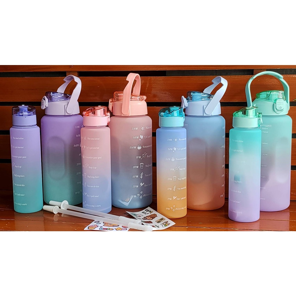 กระบอกน้ำสุดฮิต ขวดน้ำ 2 ลิตร+1 ลิตร แพ็คคู่ ขวดน้ำ 2000ml+1000ml สีพาสเทลสุดเก๋ (กระบอก สีพาส ...