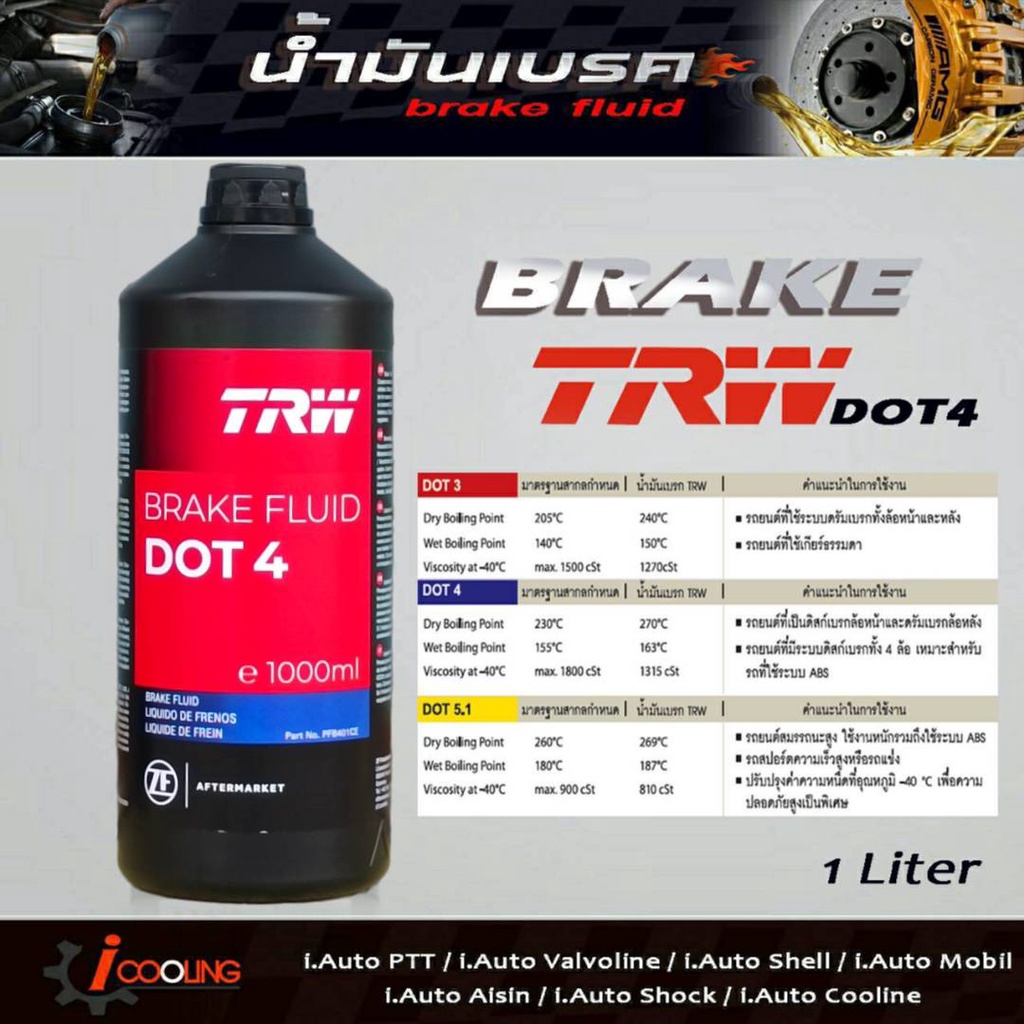 น้ำมันเบรค TRW DOT4 ขนาด 1 ลิตร brake fluid TRW DOT4 ( 1 Liter ...