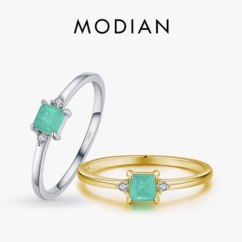 Modian ใหม่ แหวนเงินแท้ 925 ทัวร์มาลีน ตัดมรกต เรียบง่าย หรูหรา แฟชั่น สําหรับผู้หญิง | Shopee ...