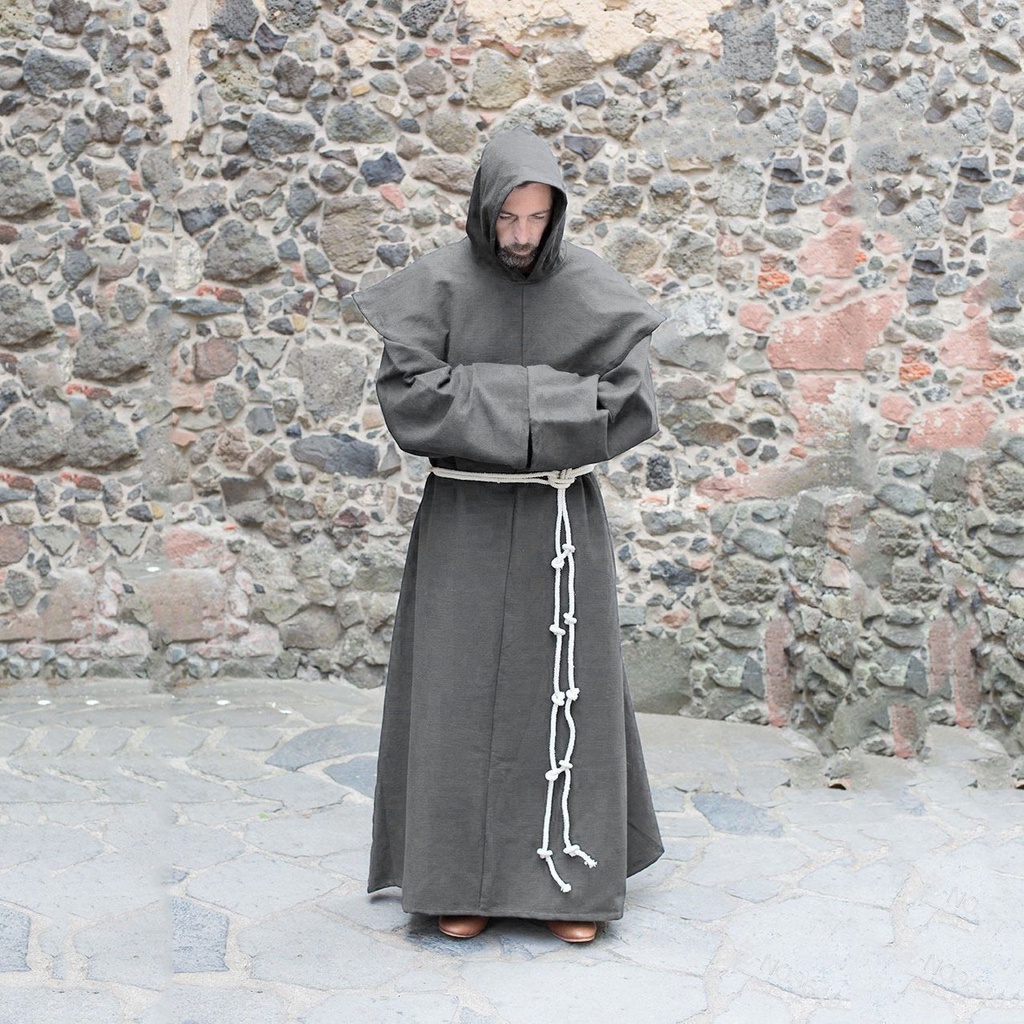 Unisex Men Medieval Renaissance Priest Monk Robe Hooded Halloween ...