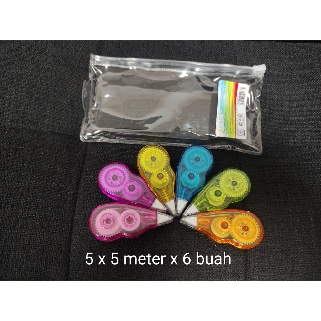 Tipex roll บรรจุ 6 trifello rainbow dazzle 5 เมตรเทปแก้ไข | Shopee Thailand