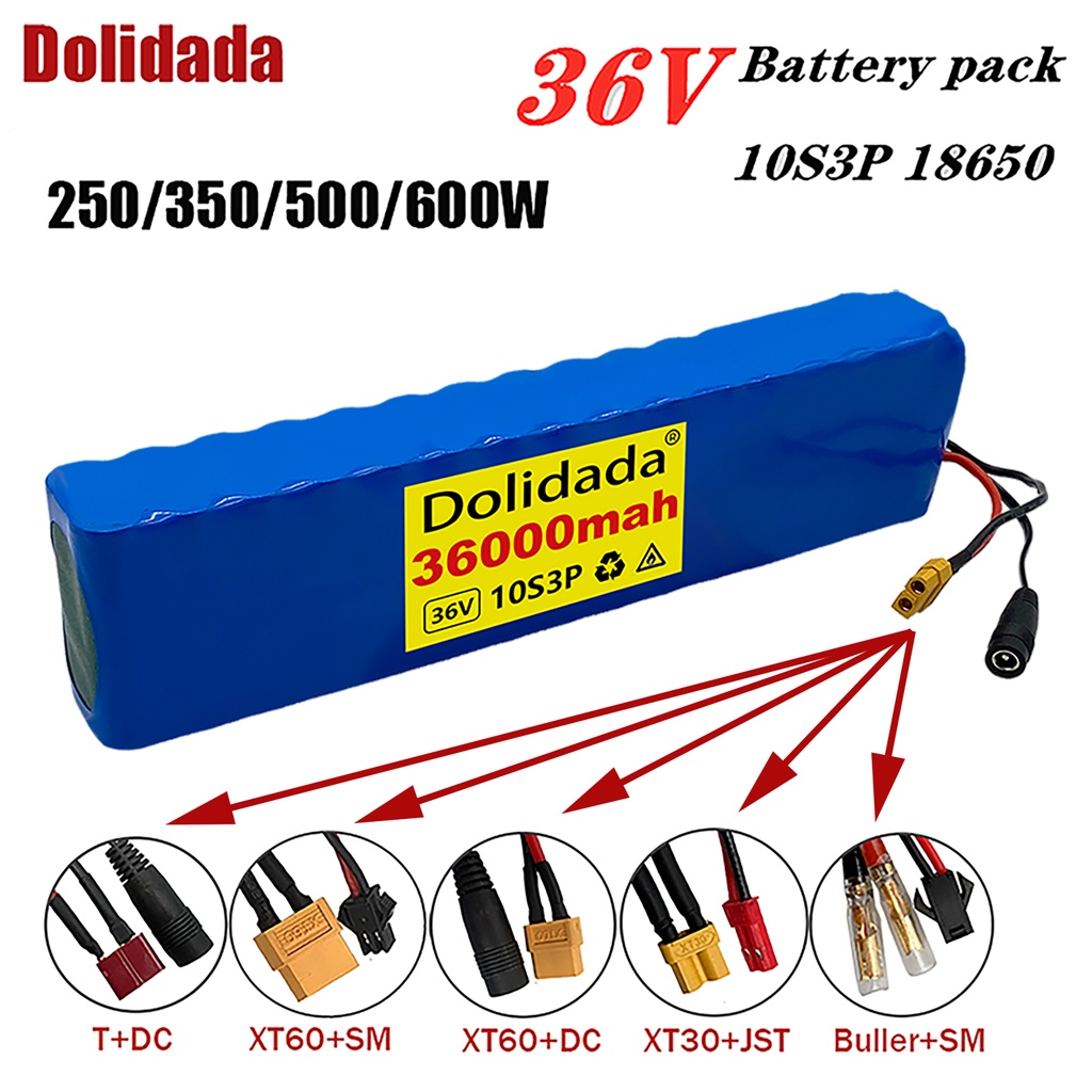 36V 36Ah 18650 Rechargeable Lithium Battery Pack 10S3P 600W Power ...