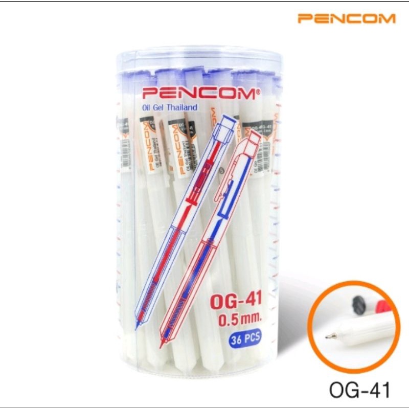 Pencom ปากกาลูกลื่นหมึกน้ำมัน OG-41 ขนาด 0.5มม. (12 แท่ง และ 36 แท่ง) | Shopee Thailand