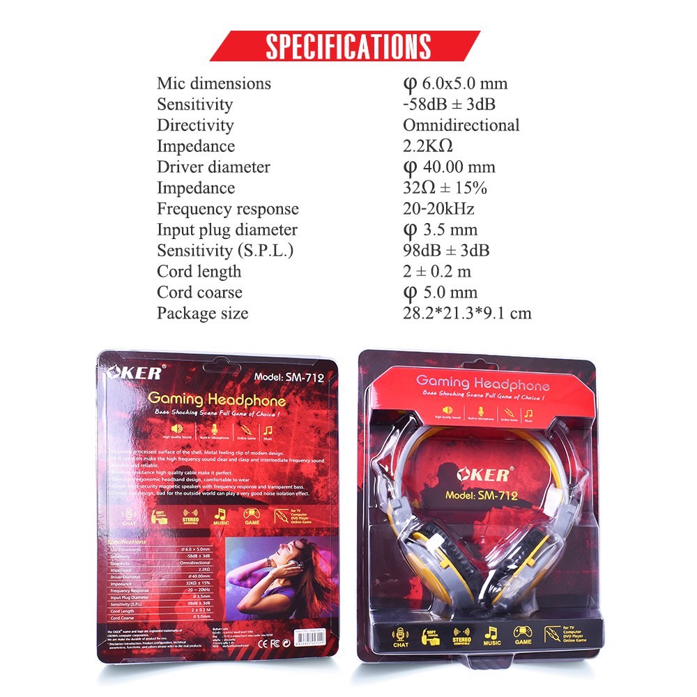 หูฟังครอบหู Headset OKER รุ่น SM-712 หัวเสียบ 3.5 มม | Shopee Thailand