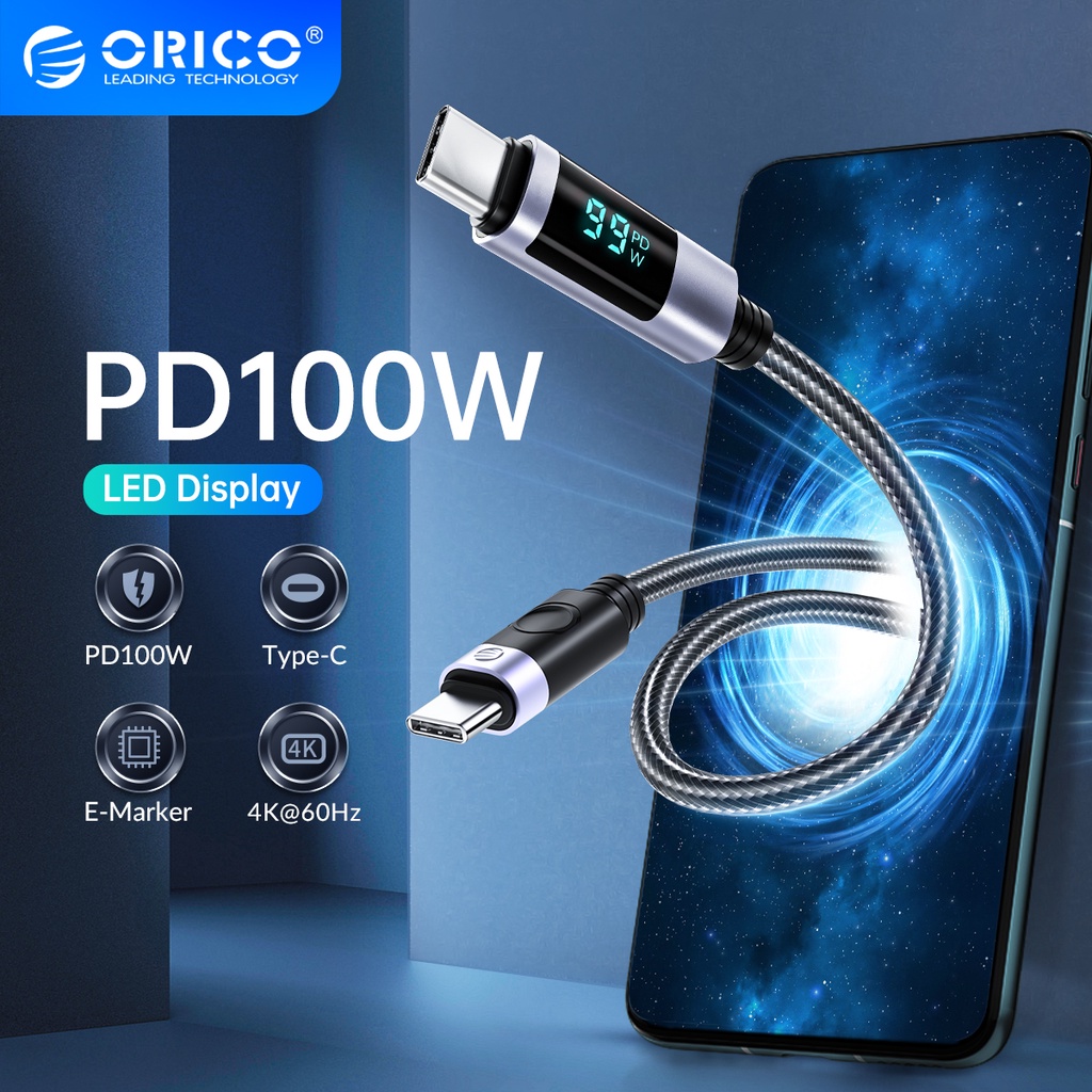 ORICO USB C To Type C Charging LED Cable C Port Data Cord PD100W Fast ...