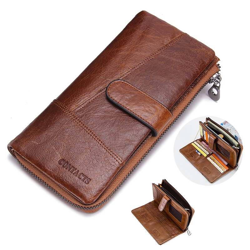 CONTACT'S M1041 กระเป๋าสตางค์ผู้ชาย ชนิดหนังแท้ ใบยาว | Shopee Thailand