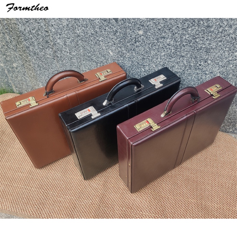 Business Men Black Genuine Leather Messenger Bag Box Computer Case ...