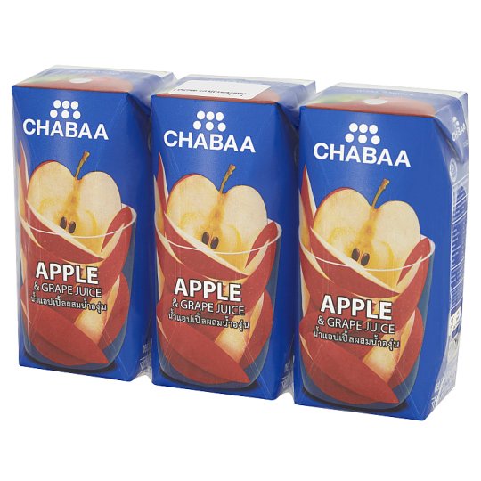 ชบาน้ำแอปเปิ้ลผสมน้ำองุ่น180มล แพ็ค 3CHABAA APPLE AND GRAPE JUICE 180ML ...