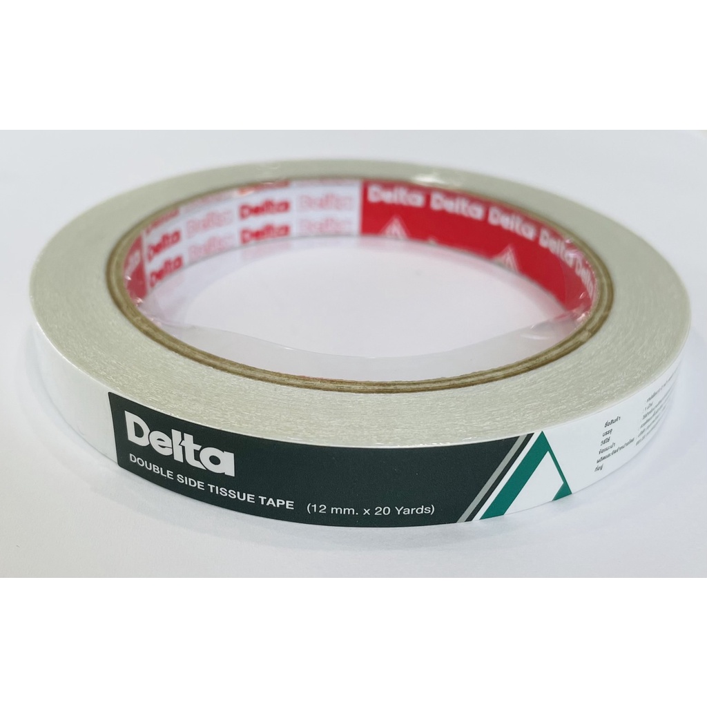 Delta เทปกาว/เทปเยื่อ 2 หน้า ขนาด 12 มม. ยาว 20 หลา | Delta Double Side ...