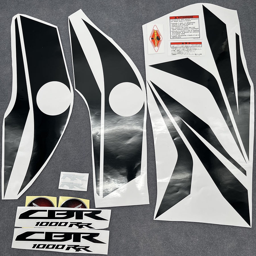 Motorcycle Black Strip Gas Tank Cover Round Emblem Stickers Fairing ...