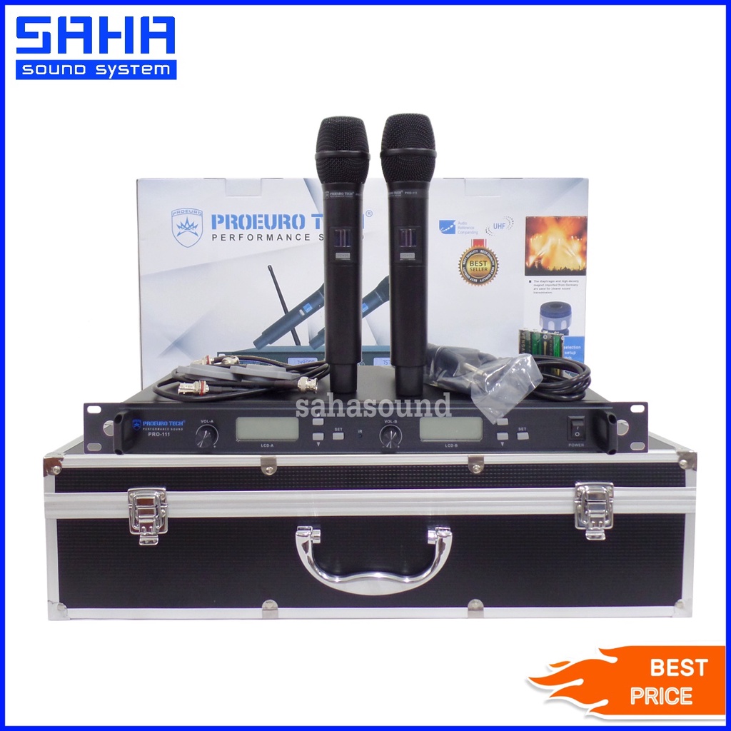 (มีกล่องไมค์) PRO EUROTECH UHF PRO-111 ไมค์ลอย ถือคู่ - ไมโครโฟนไร้สาย ความถี่ใหม่ (694- 703 MHz ...