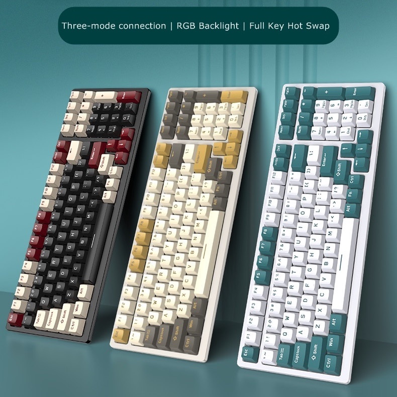 Royal Kludge 100Key RK98 Hotswap RGB Backlit Bluetooth 2.4G Wireless ...