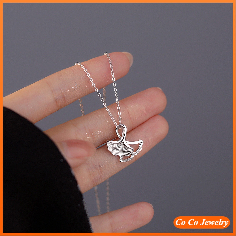 Jojo COCO S925 เกาหลี ใบแปะก๊วย จี้สร้อยคอ ผู้หญิง แฟชั่น เครื่องประดับ ของขวัญ | Shopee Thailand