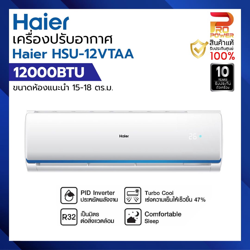 แอร์ Inverter 12,000 BTU Haier รุ่น HSU-12VTAA มีระบบล้างตัวเอง ...