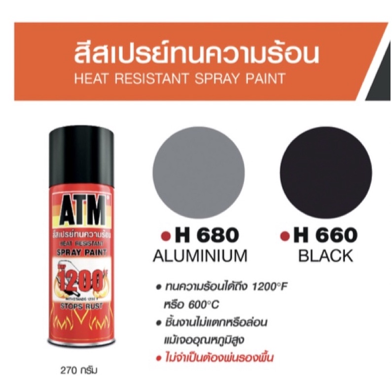 ATM Heat Resistant Spray Paint สีสเปรย์ทนความร้อน เอทีเอ็ม ทนถึง600 ...