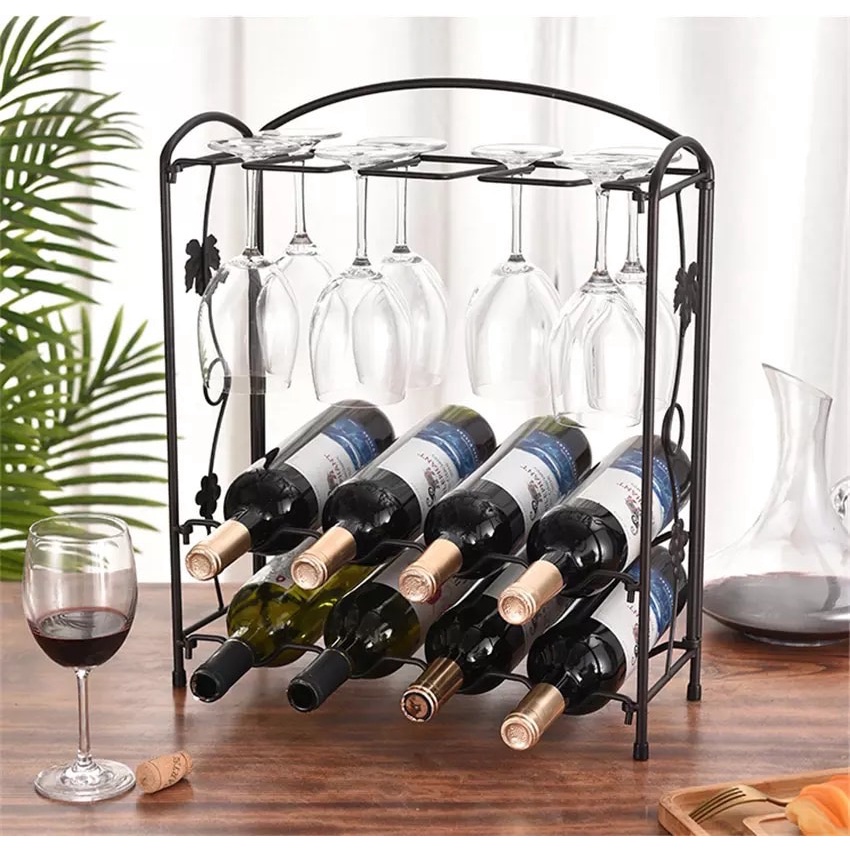 ชั้นวางไวน์เหล็กดัด 6ขวด Red wine glass rack203*200*366mm | Shopee Thailand