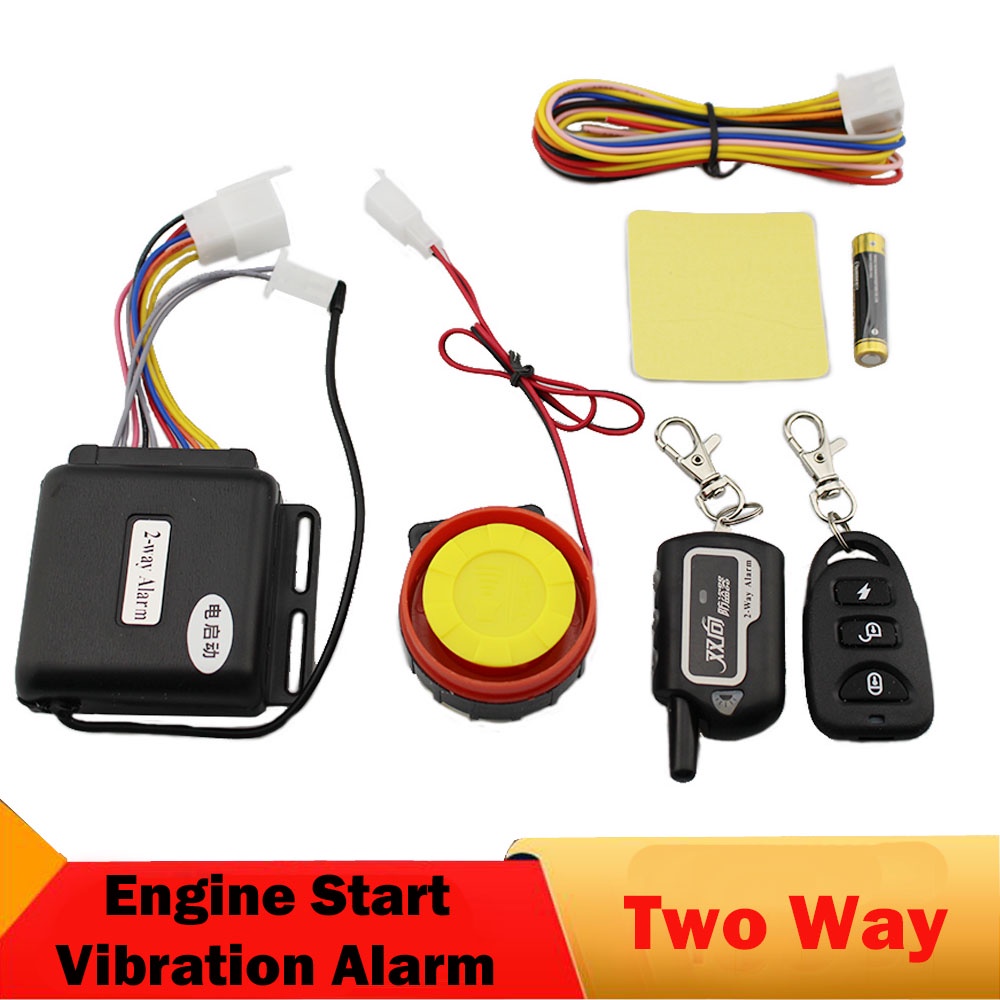 Two 2 Way Motorcycle Alarm System Remote Control Vibration Alarm Theft ...
