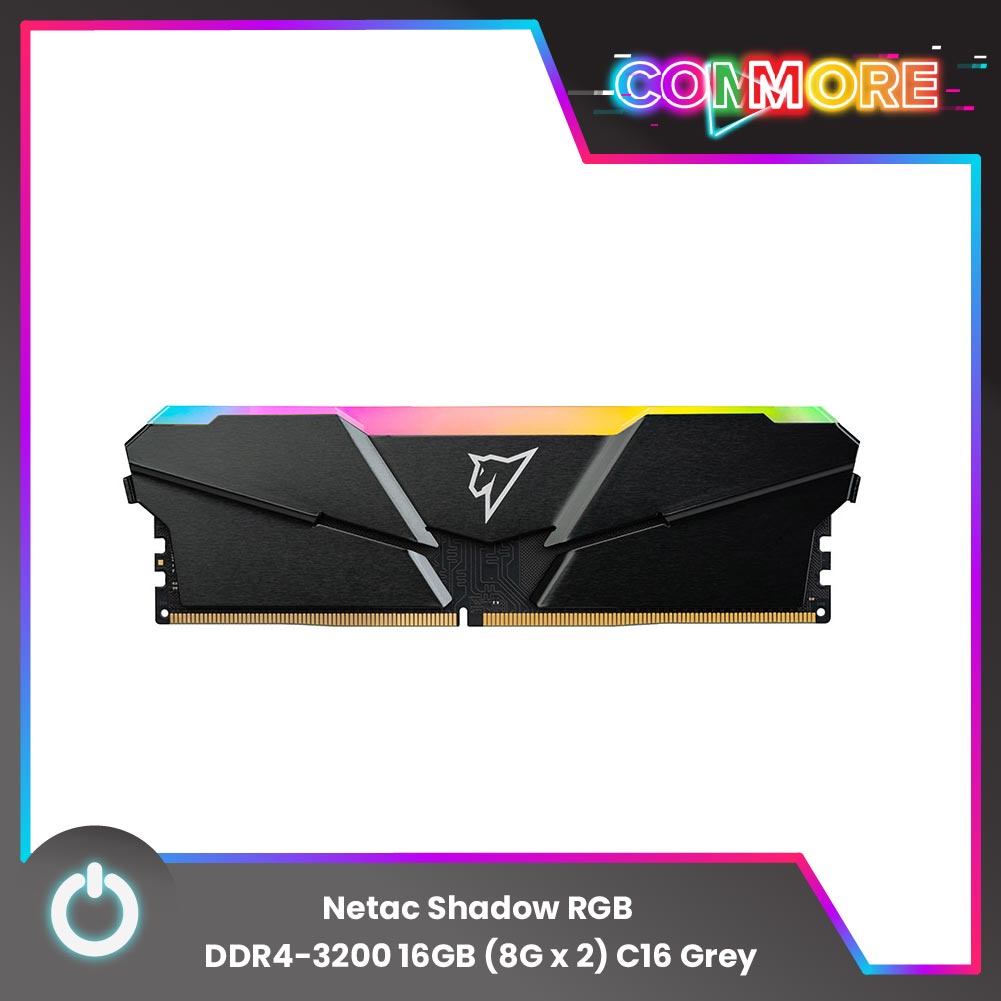 Netac Shadow RGB DDR4-3200 (แรมสำหรับพีซี) ความจุ 16 GB (8GB x 2) C16 ...