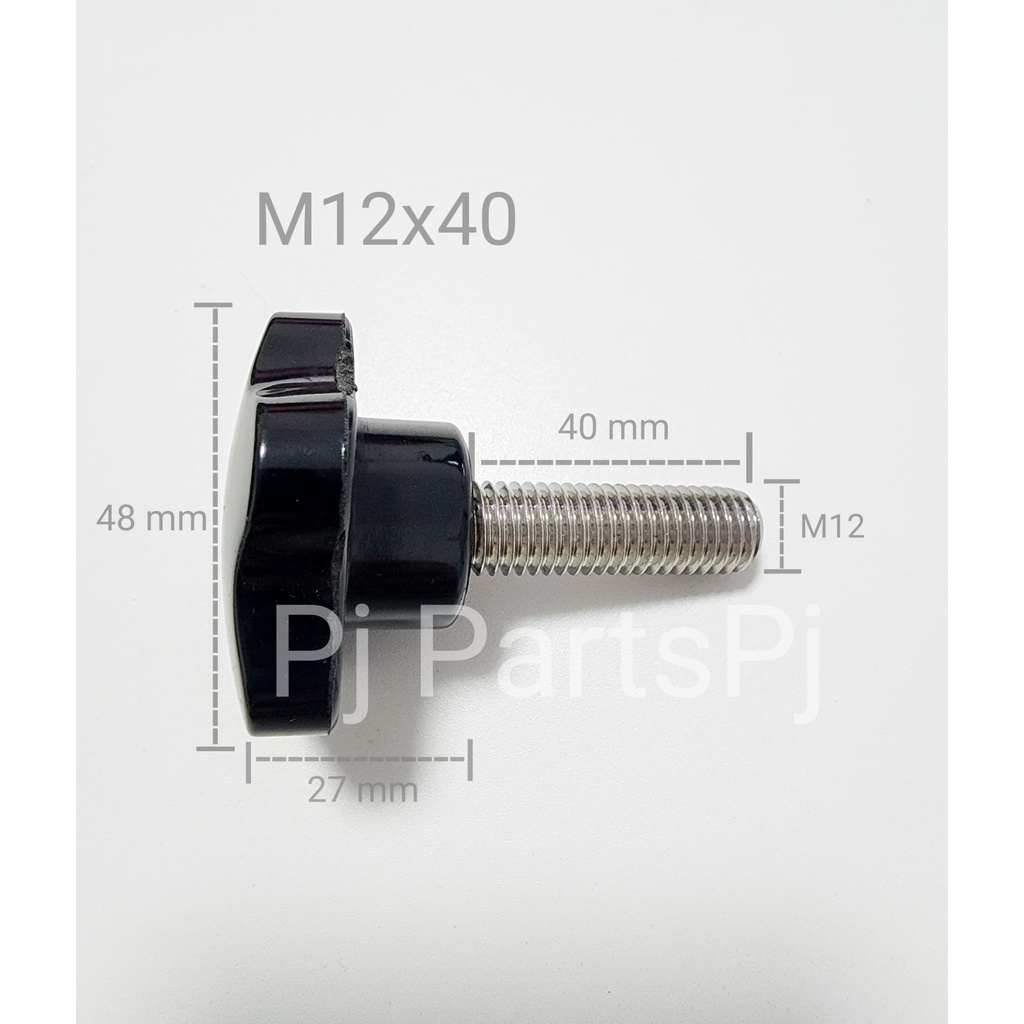หัวน็อตมือหมุนพลาสติกสีดำ M12x40 หัวน็อตดอกไม้ หัวน็อตมือหมุนพลาสติก ...