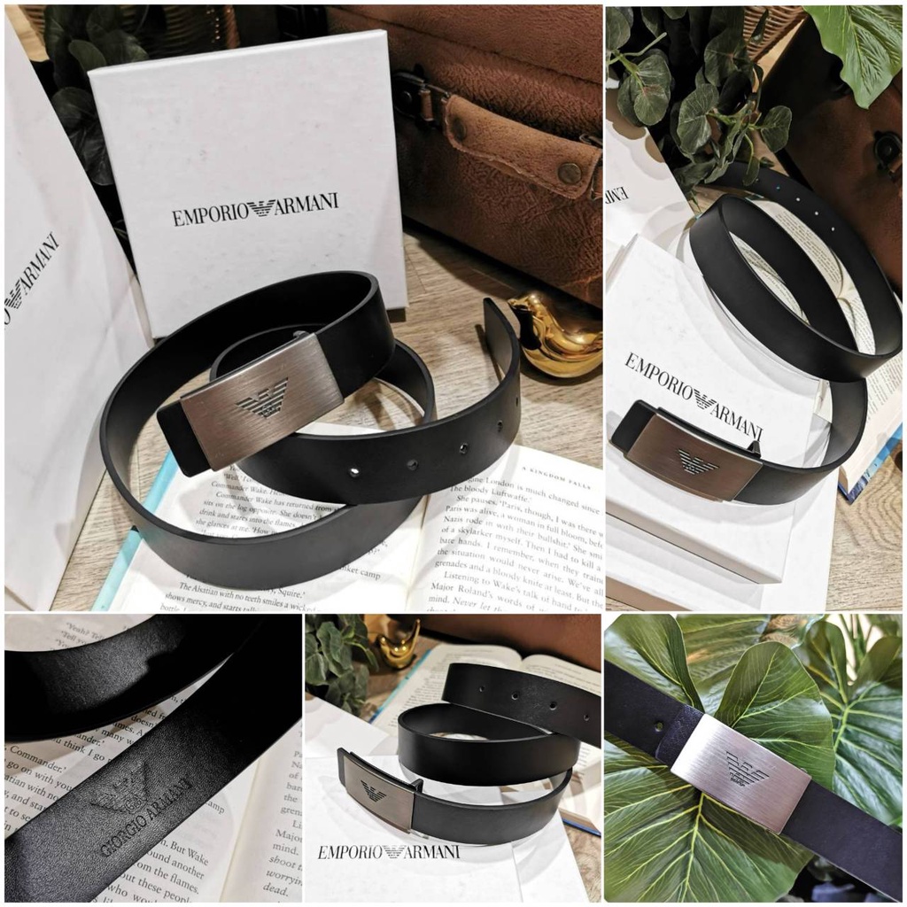 Armani's Men Factory Leather Belt เข็มขัดหนังแท้ [หัวเข็มขัดมีรอยขนแมว ...