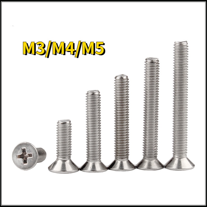 สกรูสเตนเลส เกรด 304 M3 m4 m5 สําหรับเคาน์เตอร์จม | Shopee Thailand