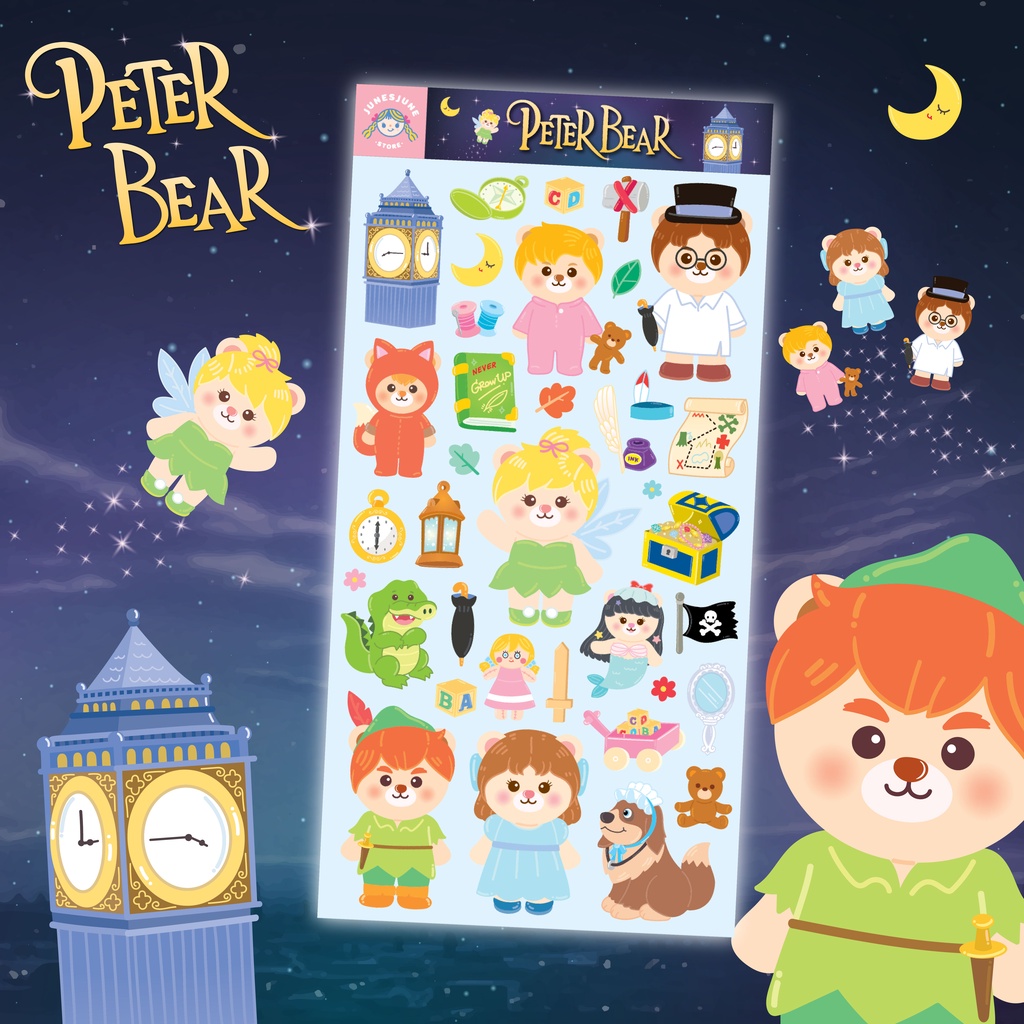 Sticker Peter Bear สติ๊กเกอร์หมีบินสู่เนเวอร์แลนด์ | Shopee Thailand