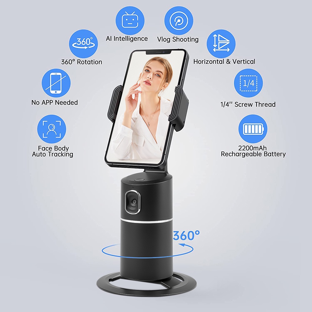 Mini Auto Smart Selfie Stick 360 Object Tracking Shooting Holder All-in-one Rotation Face ...