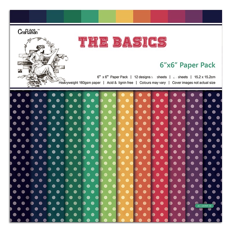 Paper Pack 6"x6" The Basic 12 แผ่นการ์ดกระดาษพื้นหลังศิลปะทํา DIY ...