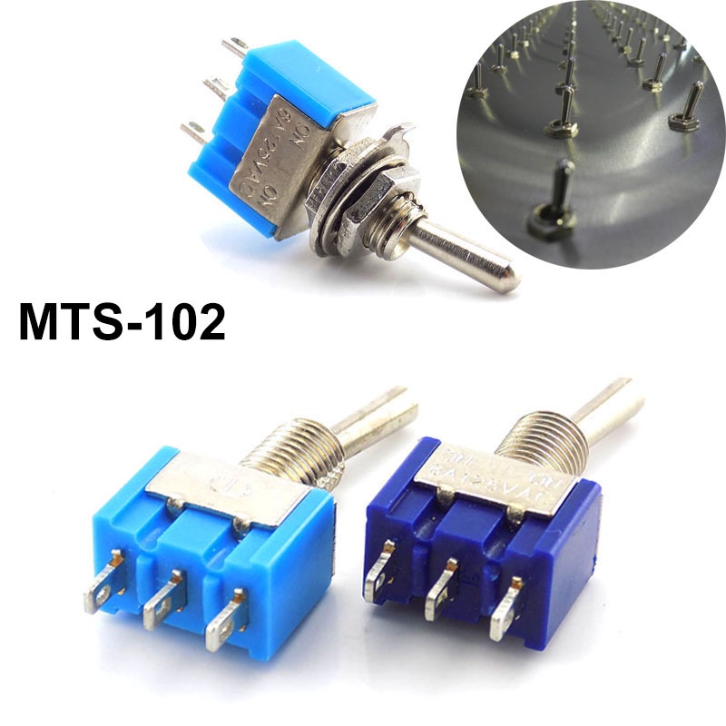 สวิตช์สลับ ขนาดเล็ก MTS-102 3-Pin SPDT ON-ON 6A 125VAC MTS102 สีฟ้า ...
