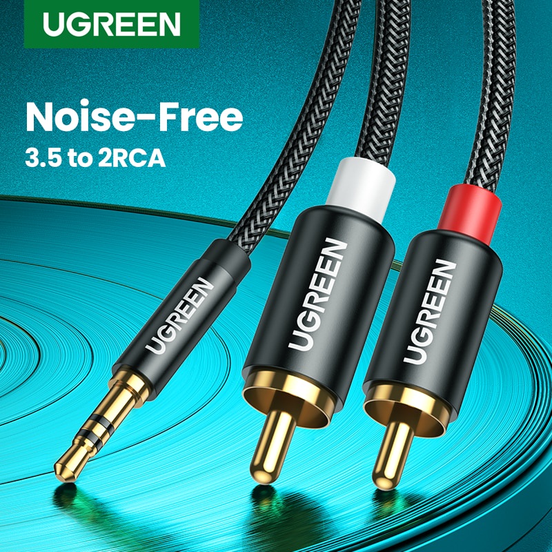 Ugreen 3.5mm Male to 2 RCA Stereo Audio Cable AUX | Shopee Thailand