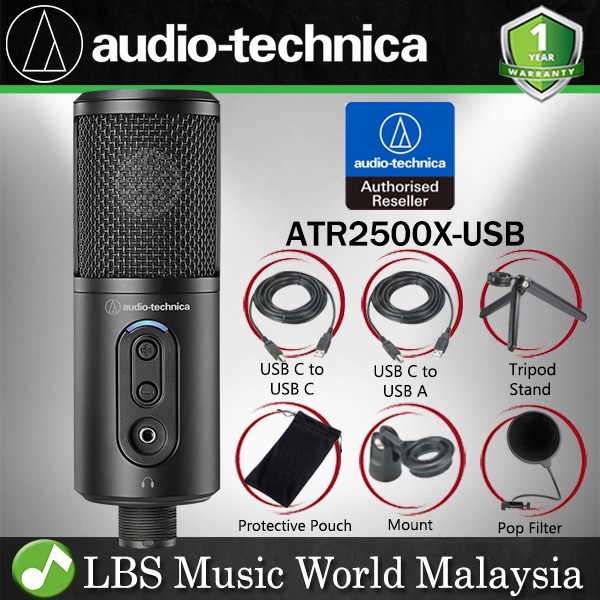 Audio Technica ATR2500X-USB ไมโครโฟนไมโครโฟน USB คอนเดนเซอร์แบบคาร์ดิ ...