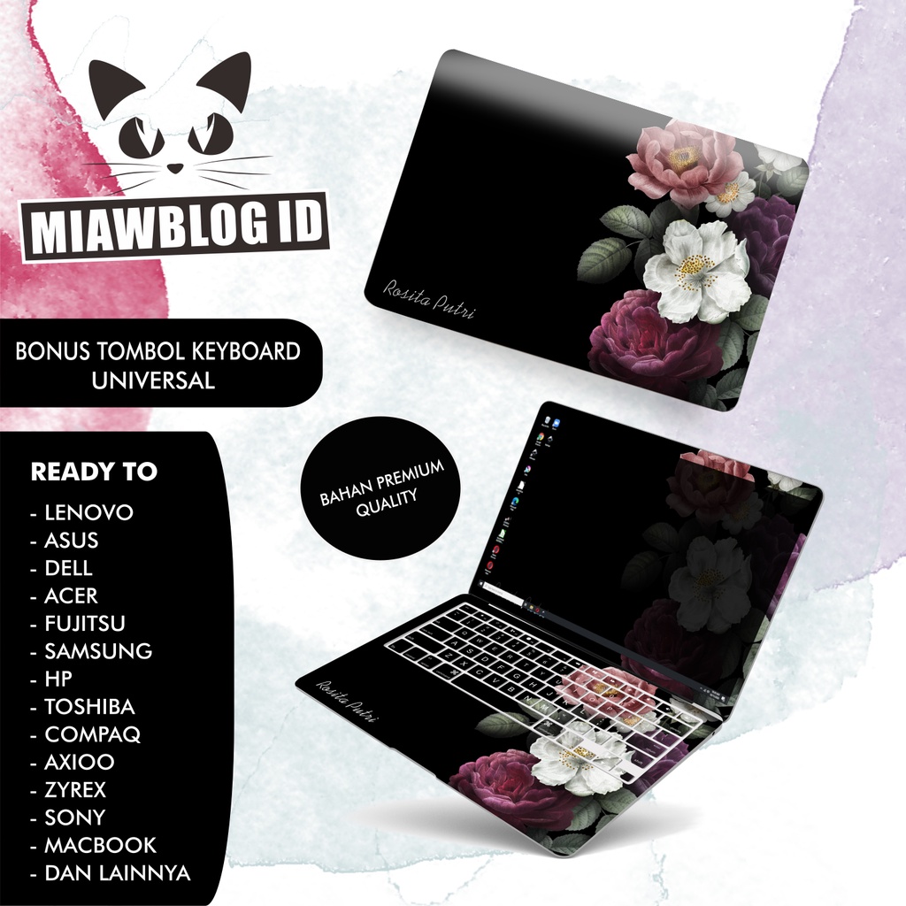 Garskin Custom Full Body Laptop (ดอกไม้สีดํา) | Shopee Thailand