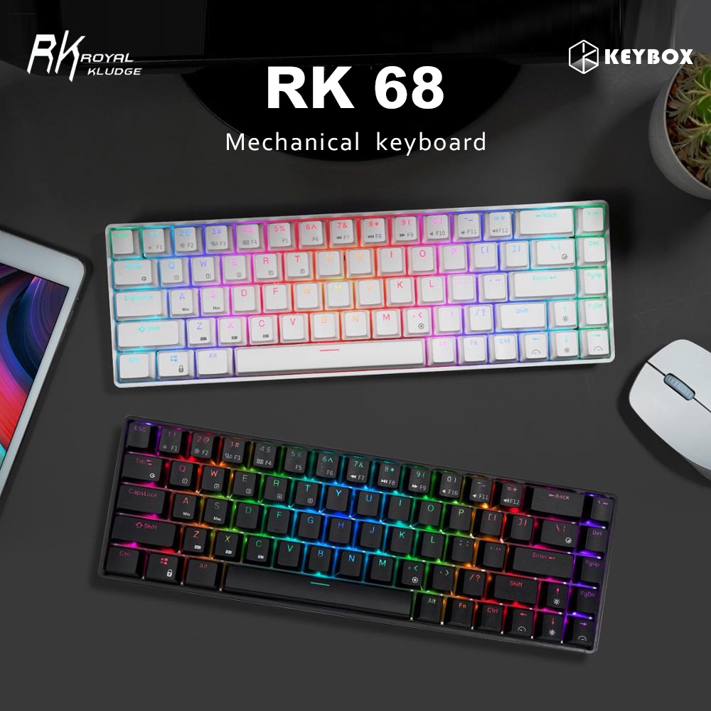 RK68 65% บลูทูธประเภท-C RGBคีย์บอร์ดเล่นเกมRK Switch Compact 68แป้นพิมพ์ไร้สายสำหรับPC ...