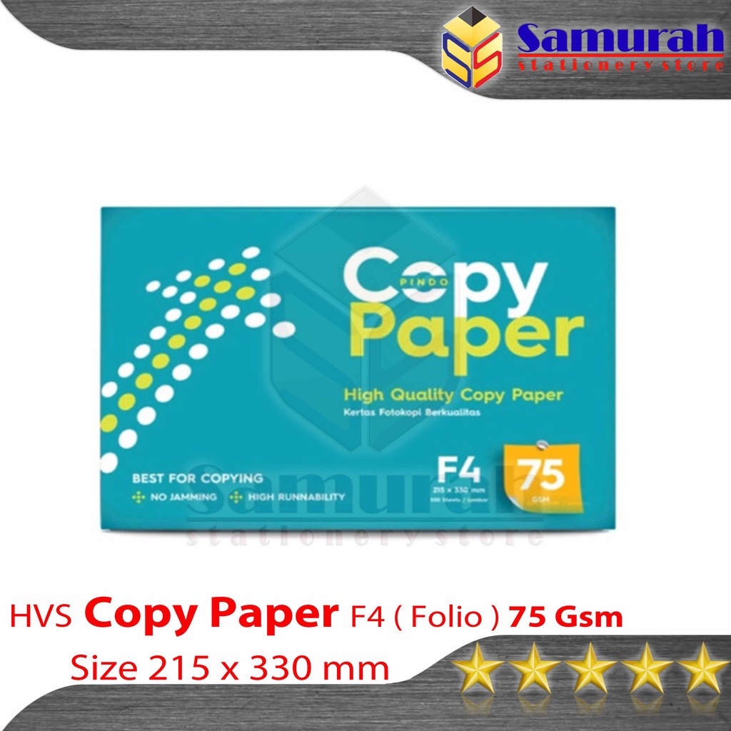 HVS Copy Paper Folio / F4 75 Gsm Paper บรรจุ 500 แผ่น / 1 Ream HVS ...