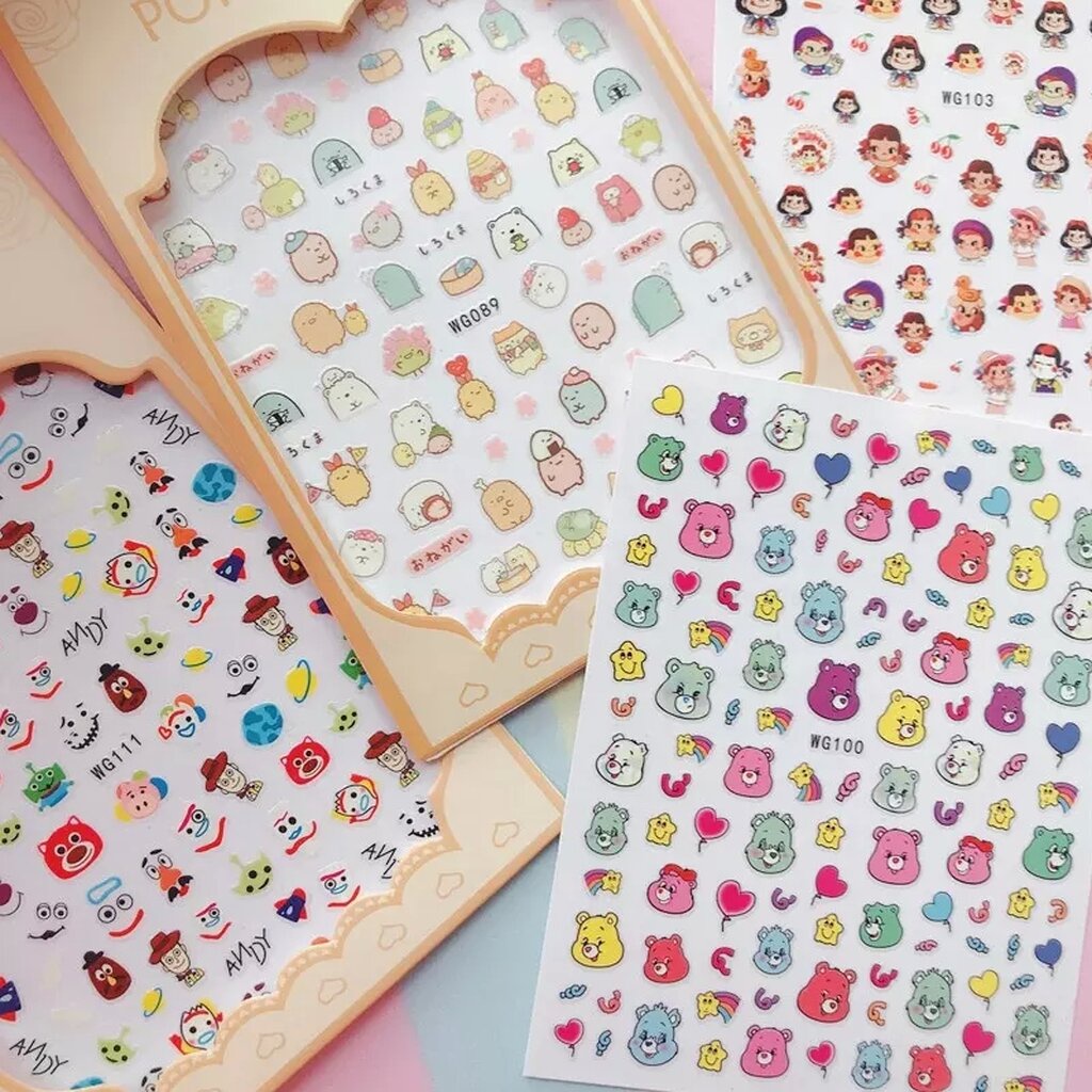 cute nail stickers สติ๊กเกอร์ติดเล็บ ลายการ์ตูน สติ๊กเกอร์แปะเล็บ รหัส ...