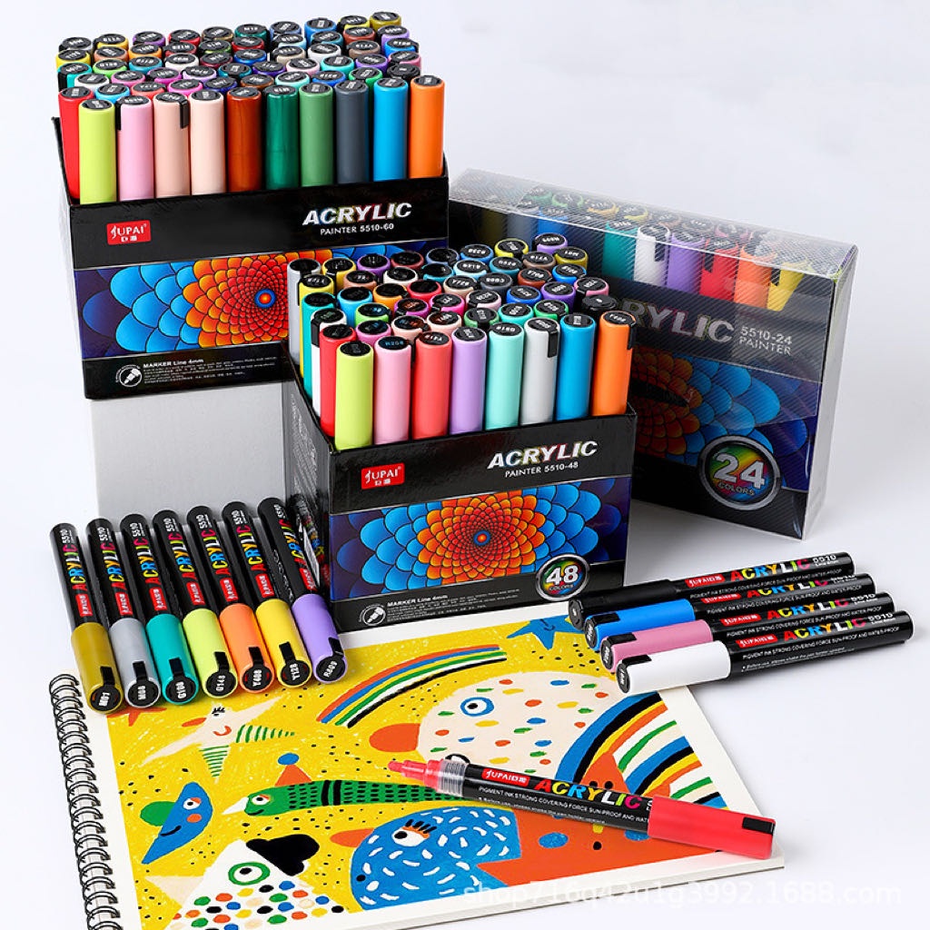 Acrylic Pen 4 mm Series 5510 ปากกาสีอะคริลิค คุณภาพสูง ชุดเซ็ท 10 สี 12 ...