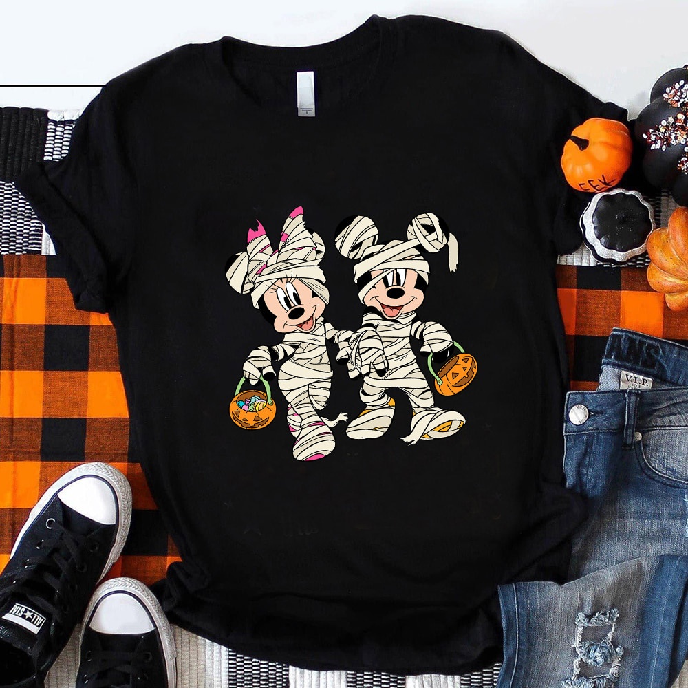 ตลก Mickey และ Minnie Mummy พิมพ์ Disney T-Shirt Trick or Treat แฟชั่น ...